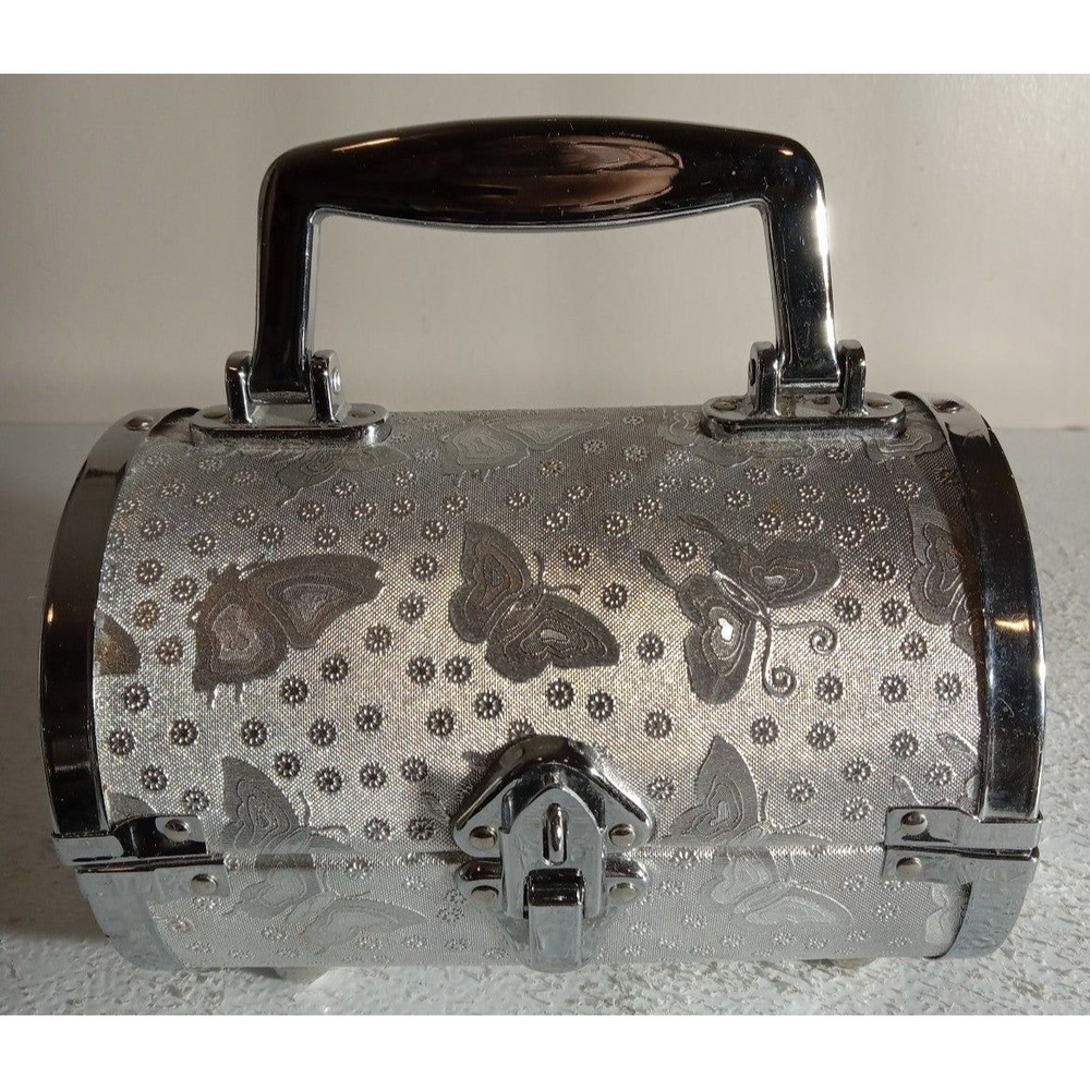 90s Y2k Metallic Butterfly Round Mini Box Purse - Gem
